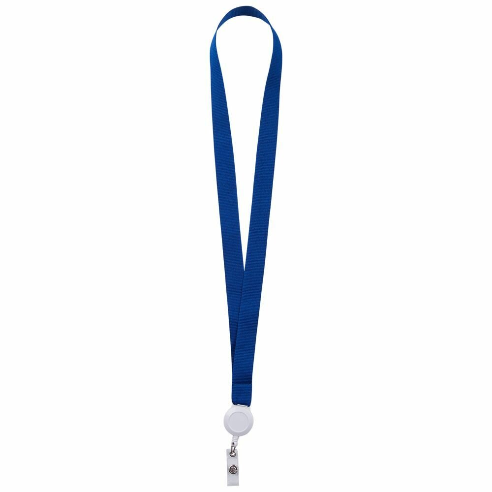 2 шт, Лента для бейджа с ретрактором Retract, синяя, ширина ленты 2 см, длина в развернутом виде 88 см