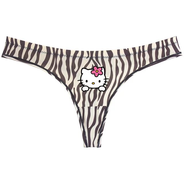 Сексуальные трусики Sanrio Hello Kitty с леопардовым принтом, быстросохнущие, легкие, бесшовные стринги, милый подарок на день рождения.