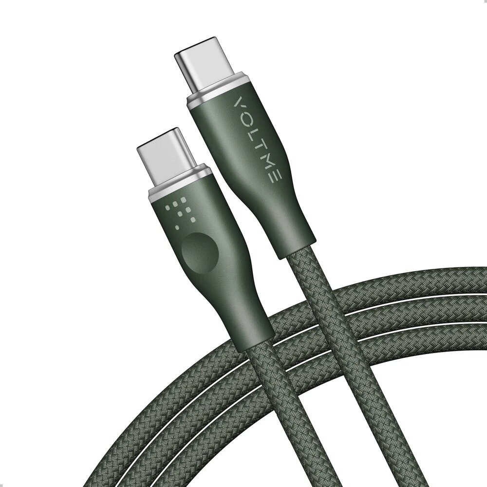 Кабель VOLTME USB2.0 Powerlink Rugg CTC 5A, USB-С - USB-C, 100W, 1.8м, зеленый,