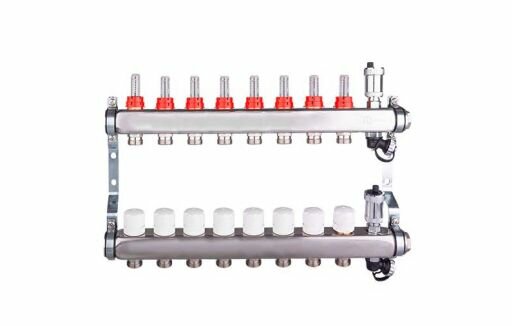 Коллектор регулируемый для теплого пола AQUALINK,1"х3/4" EK (8 выходов)