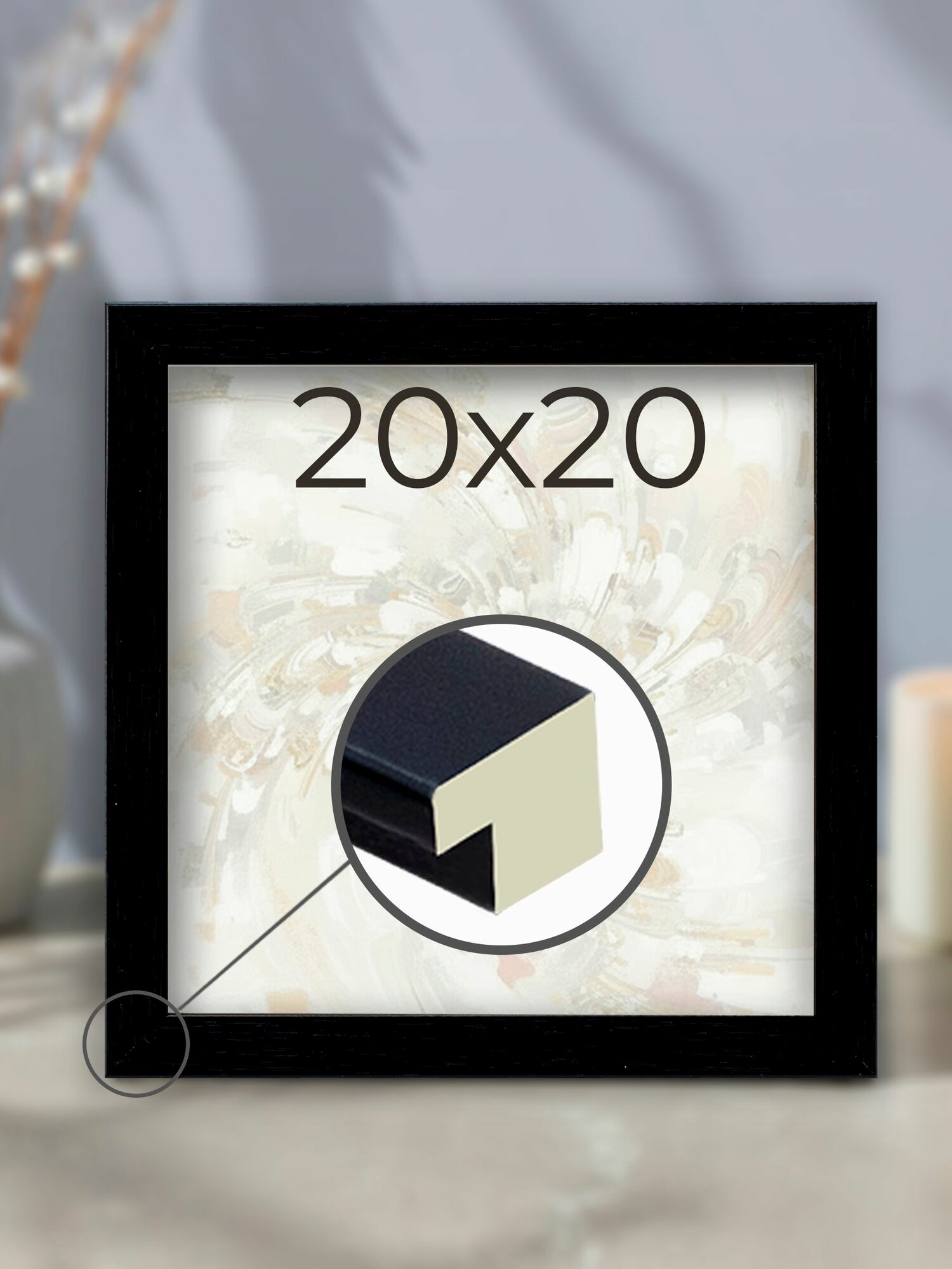 Рамка от Мастер Рио для фото, вышивки и постера на стену Фоторамка 20х20 см, черный