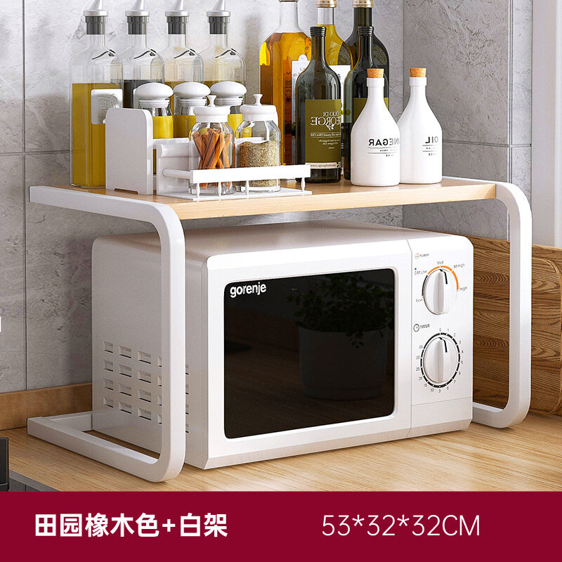 Кухонная полка для микроволновой печи, настольная полка для специй, органайзер для хранения, напольная двухъярусная полка для настольной печи