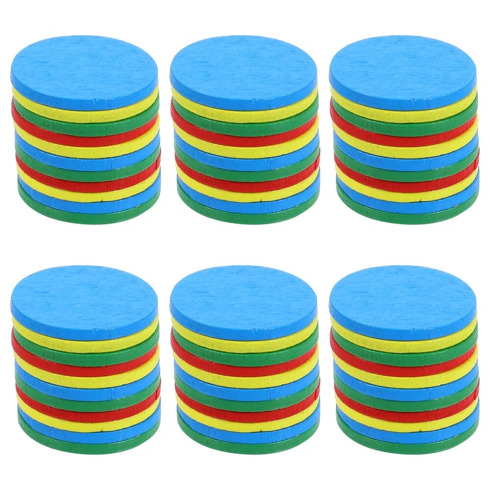 Деревянные Игровые Фишки Круглые Диски Для Настольных Игр Образовательный Инструмент 128Шт