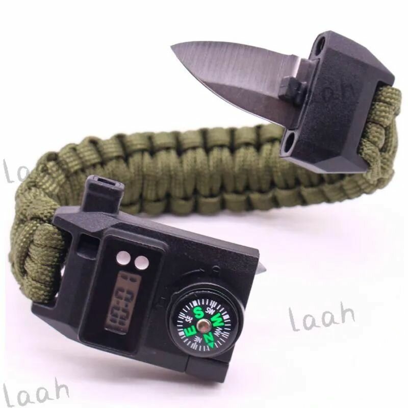 Браслет выживания Ртомаркет тактический (электр. часы, нож, компас), хаки
