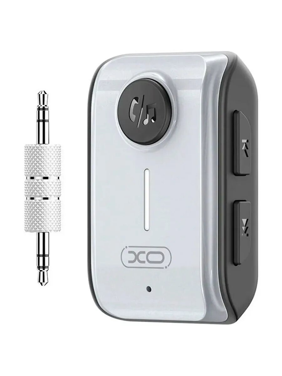 Адаптер Bluetooth в авто XO BCC15 (AUX 3.5-3.5), 2.4А USB, цвет черный / Ресивер блютуз-AUX проигрыватель
