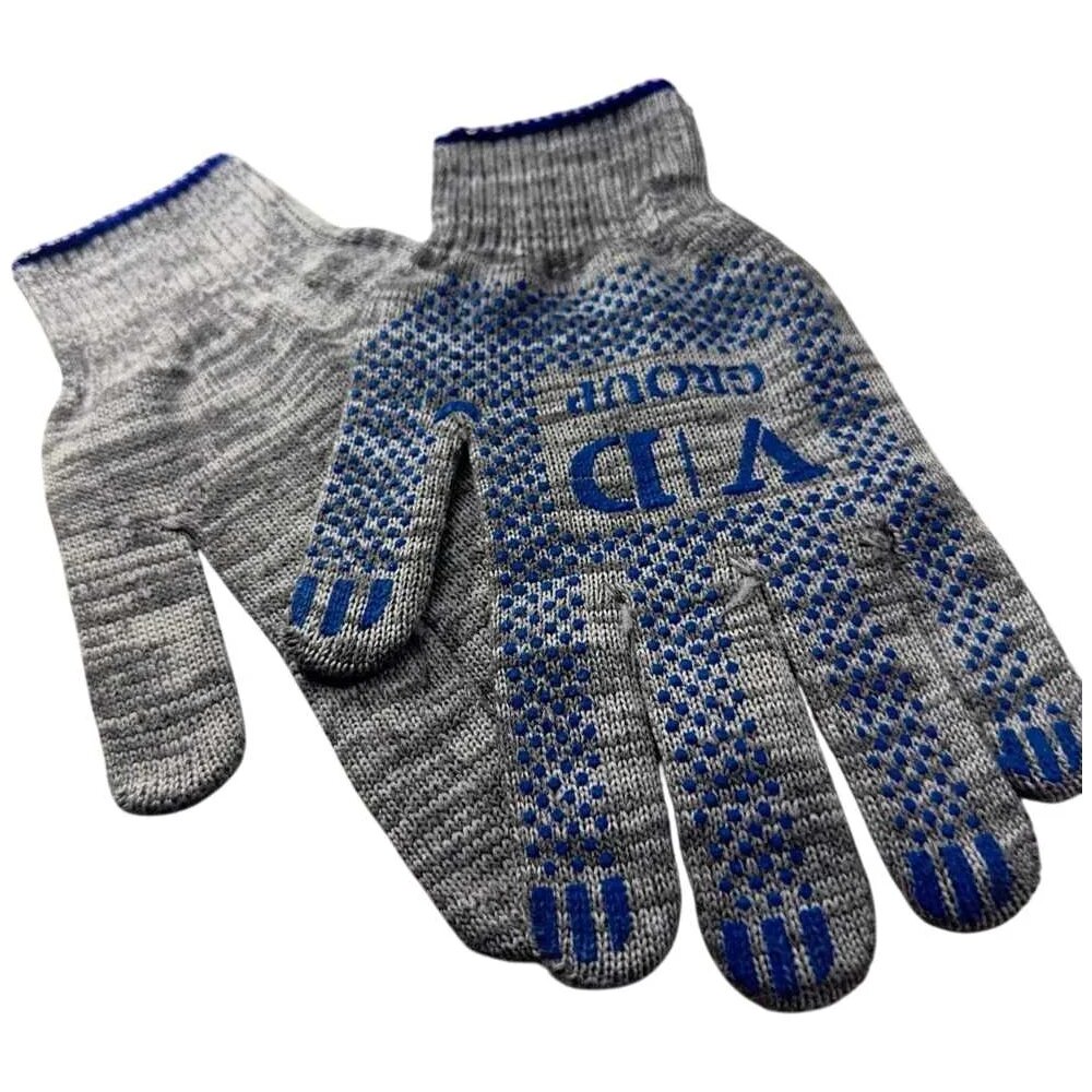 Перчатки VD GROUP х/б 5, нитей 10, класс ПВХ серые VD-0096