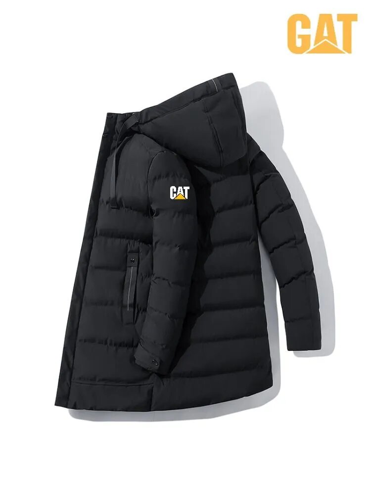 Пуховик Caterpillar Пуховик Зимний Утепленный Мужской: Длинная Парка с Капюшоном, Ветрозащитная Куртка для Активного Отдыха
