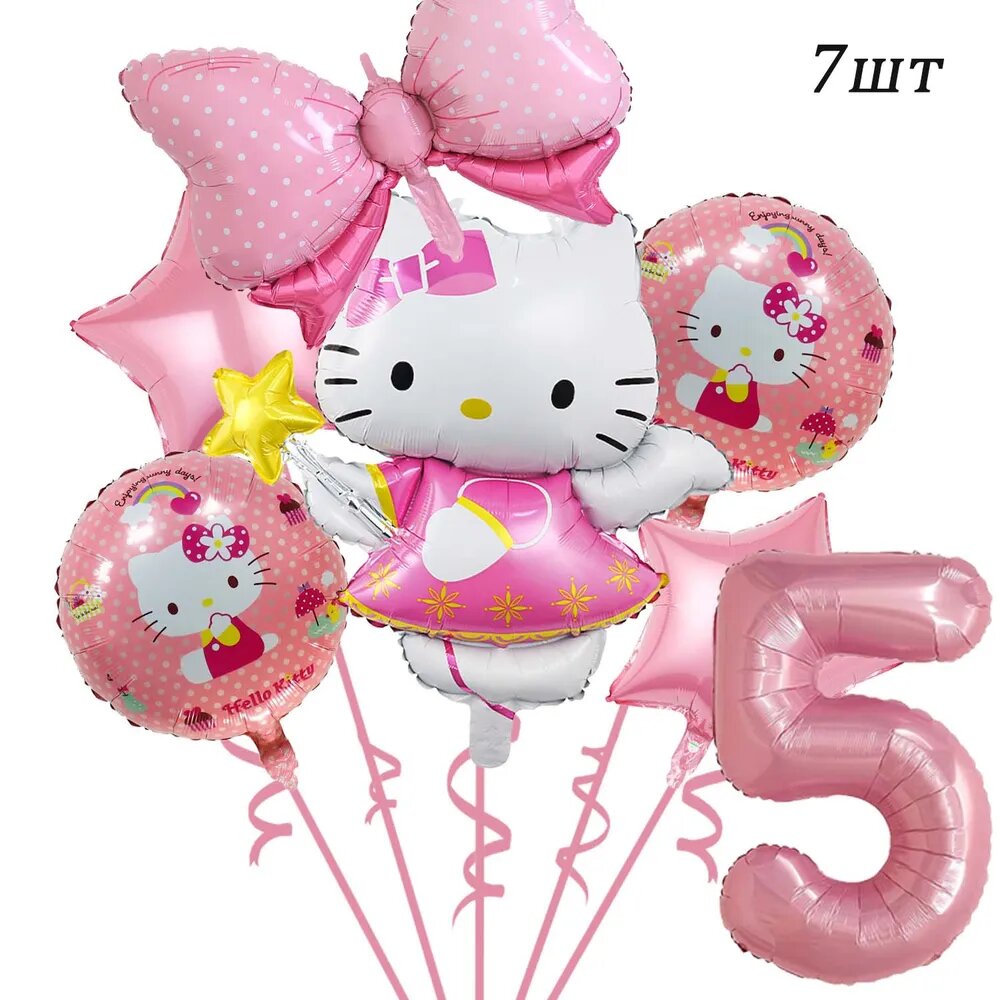 Воздушный шар из фольги hello kitty cat, 7шт