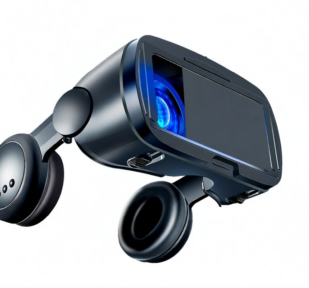 VR-шлем для iPhone и Android, VR-очки с голубым светом, дистанционным пультом и наушниками, 3D-видеовидеоконсультант для фильмов и видеоигр, поддерживающий смартфоны 4.7-6.0 дюймов