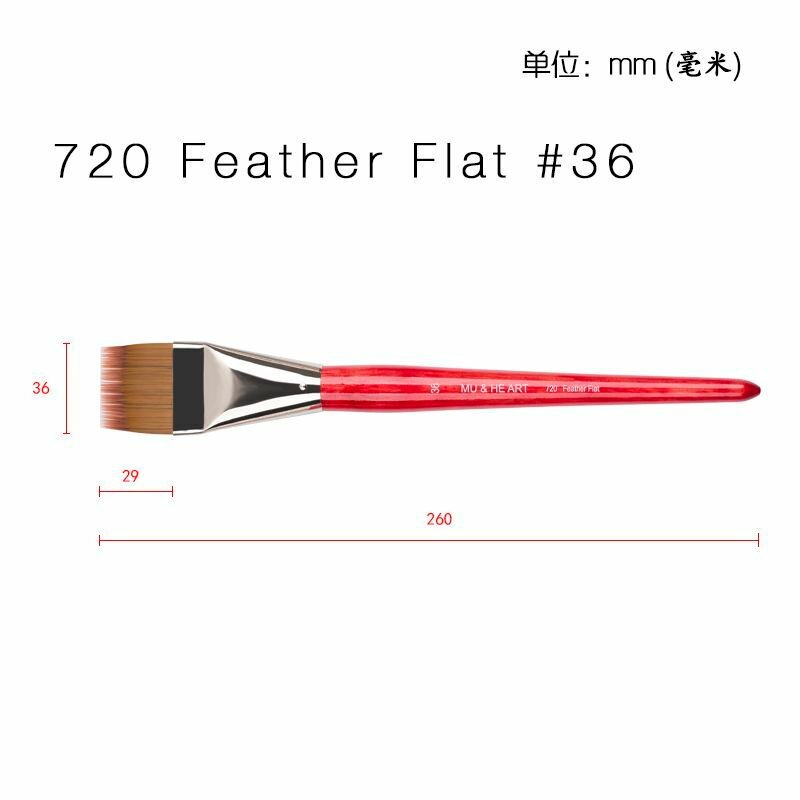 Нейлоновые щетинки, имитирующие перья, двухслойная плоская мягкая кисть для гуаши, акварели и традиционной китайской живописи, натуральная текстура 720F.