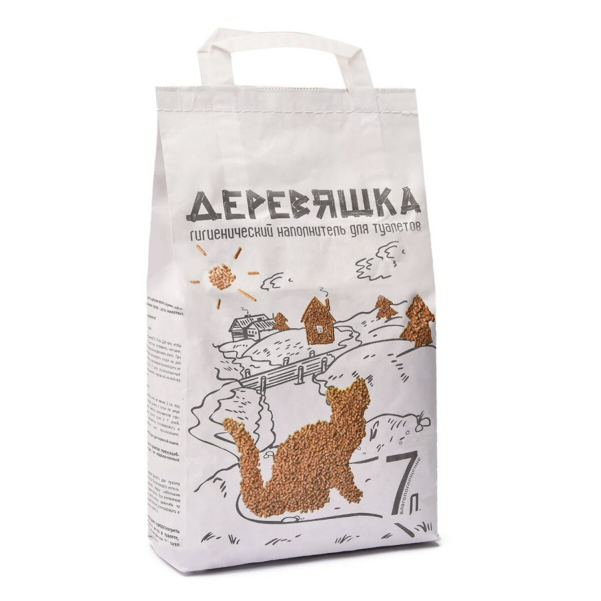 Наполнитель для кошачьего туалета Зверьё моё Деревяшка, древесный, впитывающий, 2.5 кг