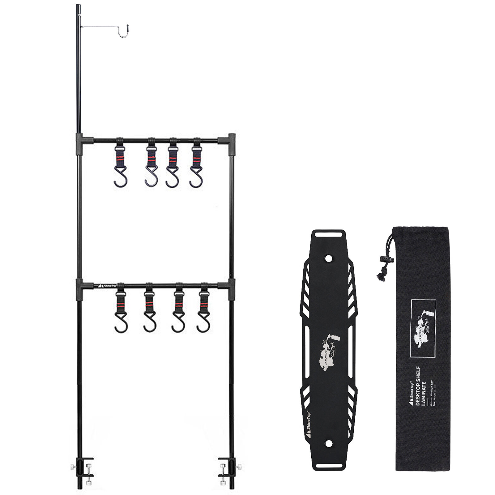 Наружный настольный стеллаж многофункциональный ультralight алюминиевый сплавной стеллаж с регулируемым полкой для пикника, походов, альпинизма, рыбалки, сада, барбекю, черный цвет, Тип 1 (83*36 см, 470 г) / Тип 2 (114*36 см, 525 г), 1 шт.