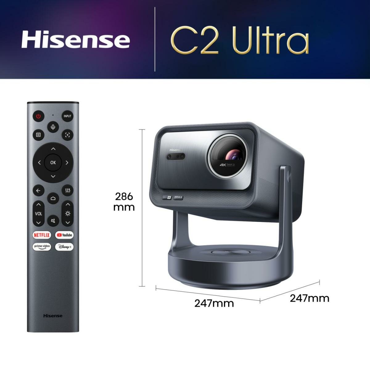 Проектор Vidda C2 Ultra Hisense 4K UHD смарт‑проектор, диагональ ~65”