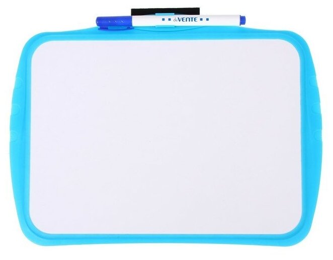 DeVENTE Доска маркерная A4 (29 х 22 см) deVENTE, двусторонняя: без рисунка/клетка, с маркером, голубая