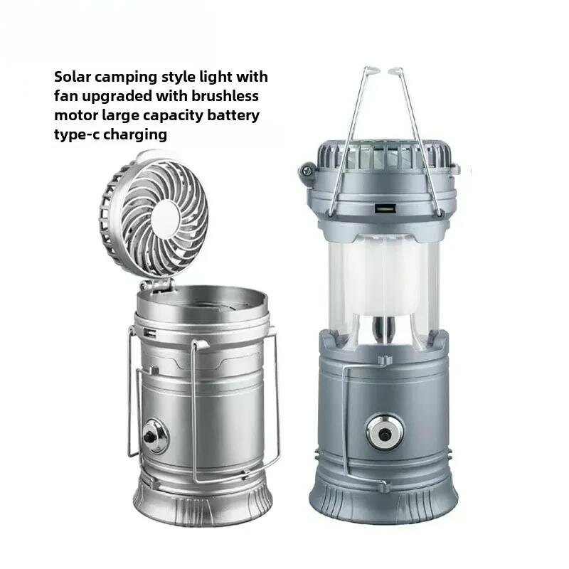 5800 фонарь солнечный выдвижной для открытом воздухе кемпинг лампа зарядка Type-C USB лампа для палатки портативная лампа кемпинг лампа (Новая обновленная модель с вентилятором)