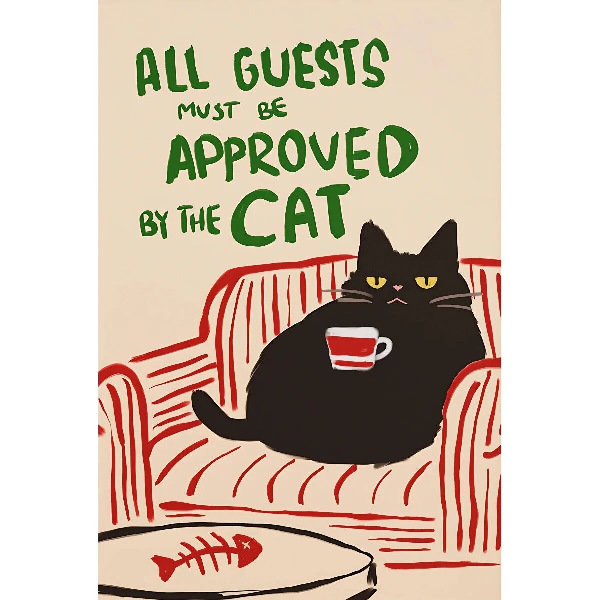 Абстрактный принт на холсте с кошками "Все гости должны быть кошками" A, 20X30cm No Frame