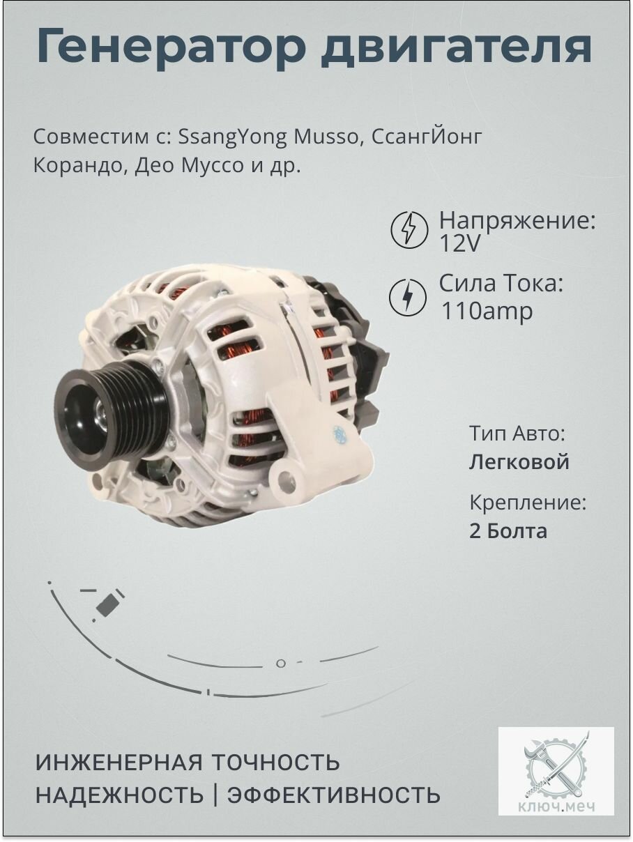 Генератор для SsangYong Musso, СсангЙонг Корандо, Део Муссо
