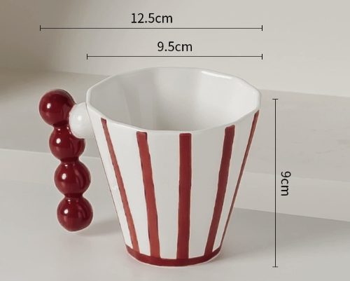 Керамическая чашка в полоску в стиле ретро, большая емкость, 310 мл, красная