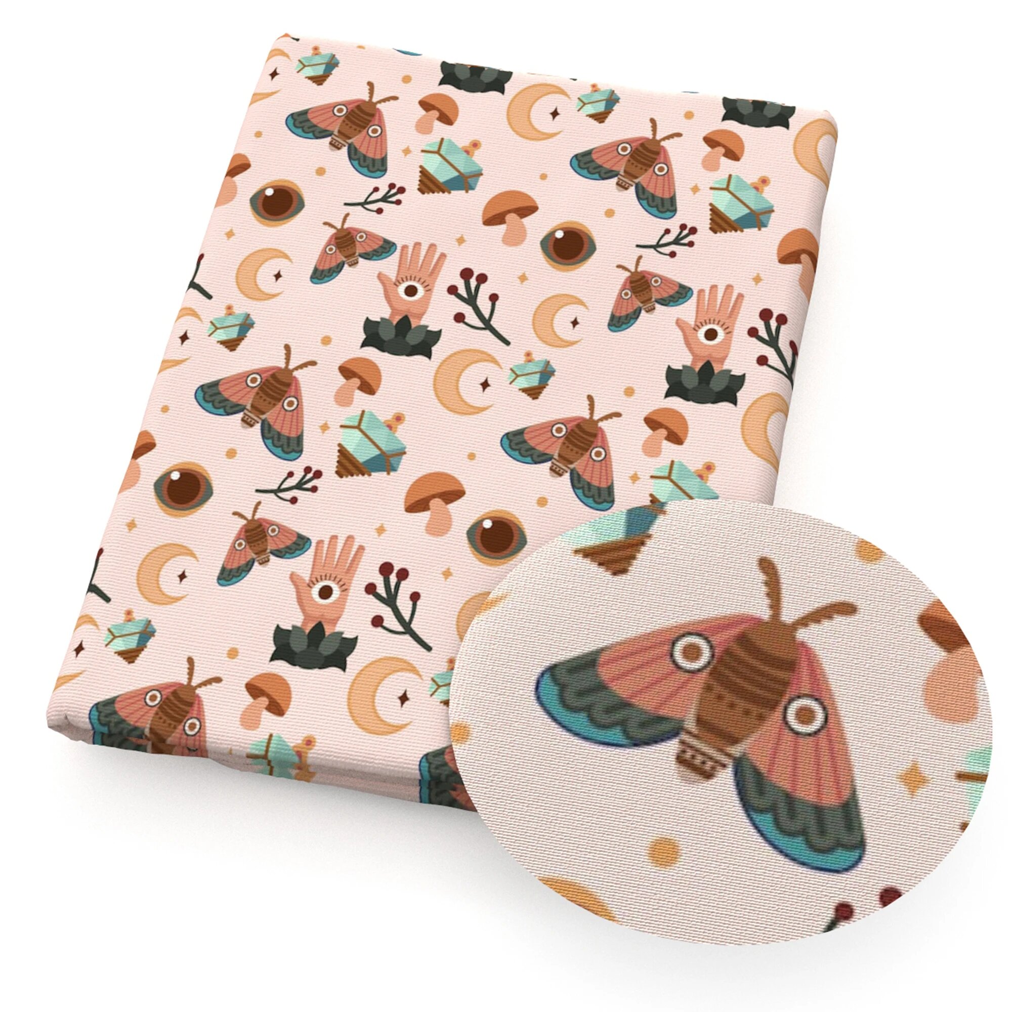 Черная грибная ткань полиэстер хлопок 50*145 см для шитья