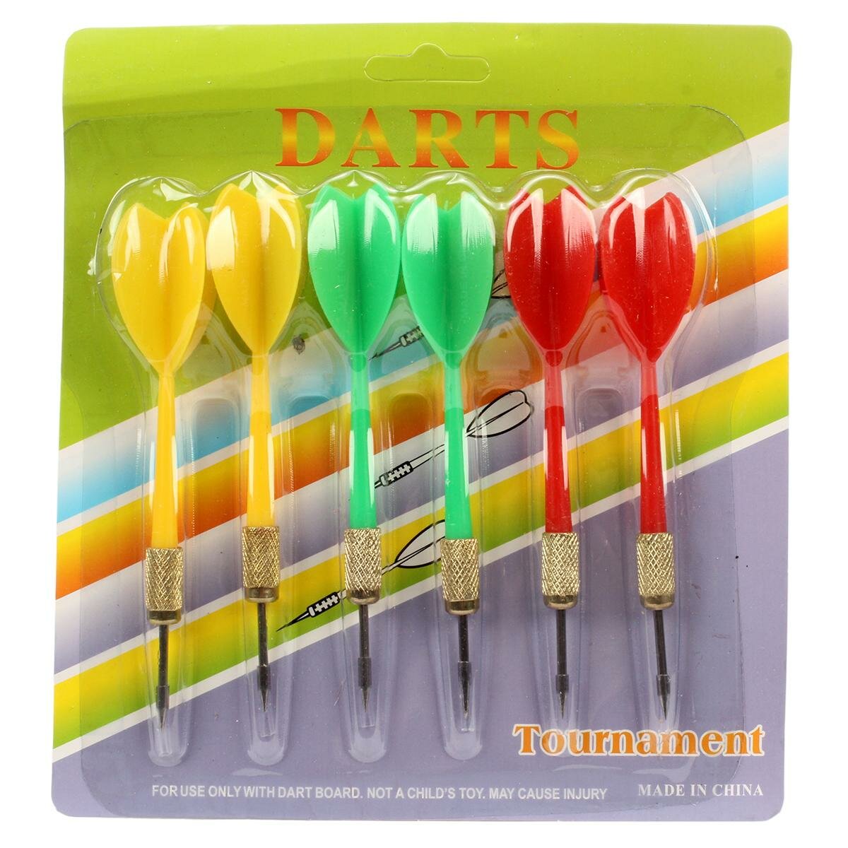 Набор дротиков для дартса 6 шт, 3 цвета, металлические наконечники