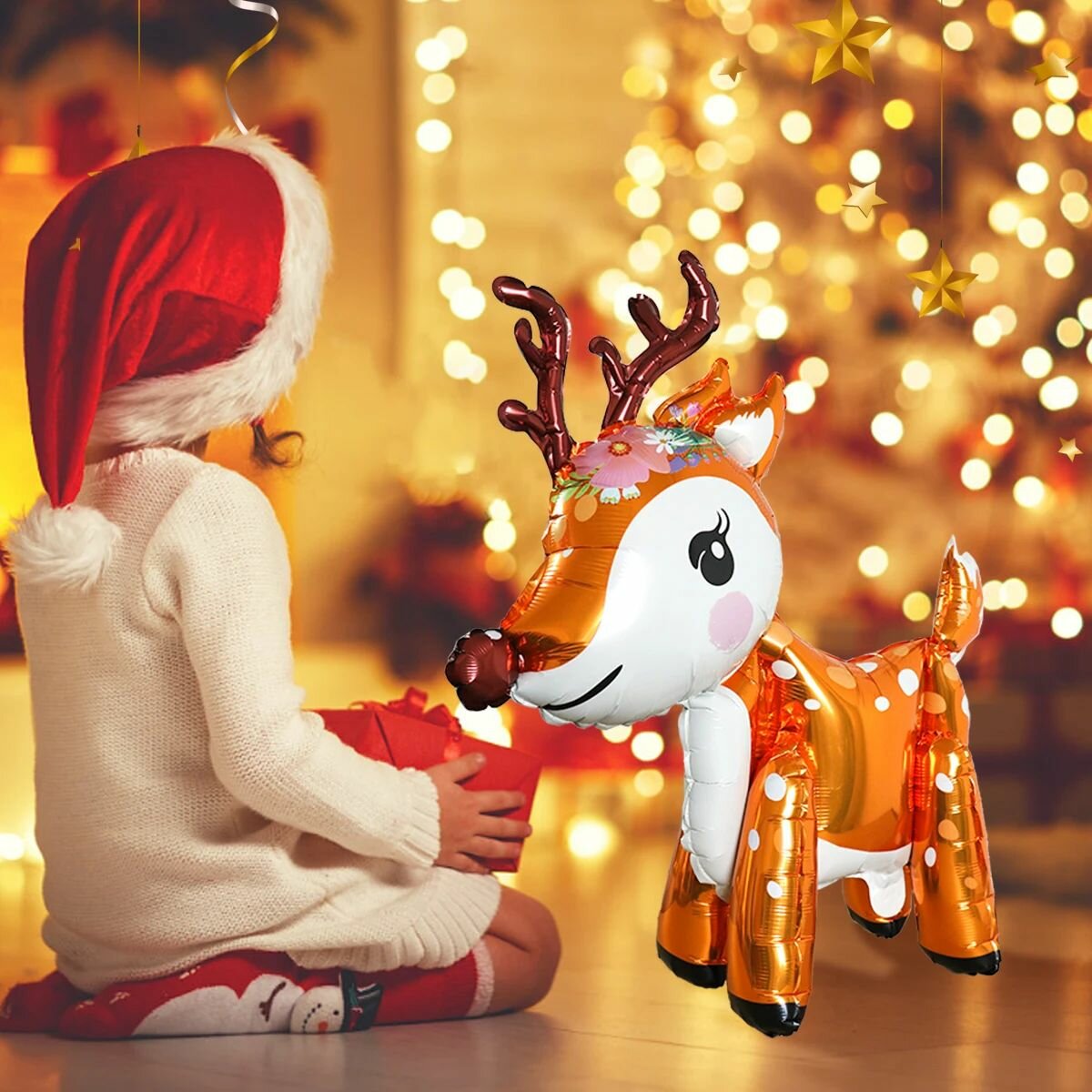 Воздушный шар из фольги в виде 3D оленя, рождественские игрушки-эльфы, 1 шт.
