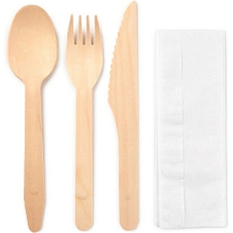 Набор одноразовой посуды 4/1 в бумаж. уп. Био Эко ст. S беж.300 шт/уп Н41-026