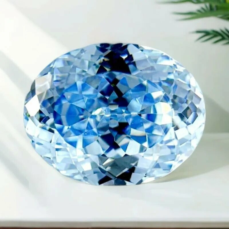 Ледяной голубой циркон овальной формы птичье гнездо 8x10 мм, 1 шт.