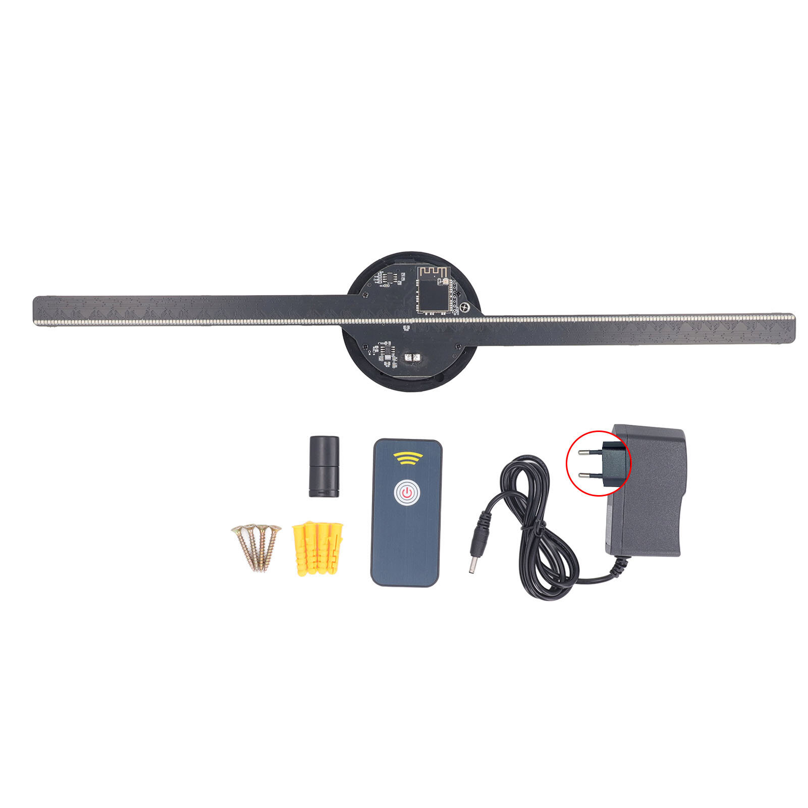 3D голографический вентилятор 42 см, 2 лопасти, 224 светодиода, разрешение 800x480P, Wi-Fi, управление через приложение/пульт, блок питания 100-240V EU Plug