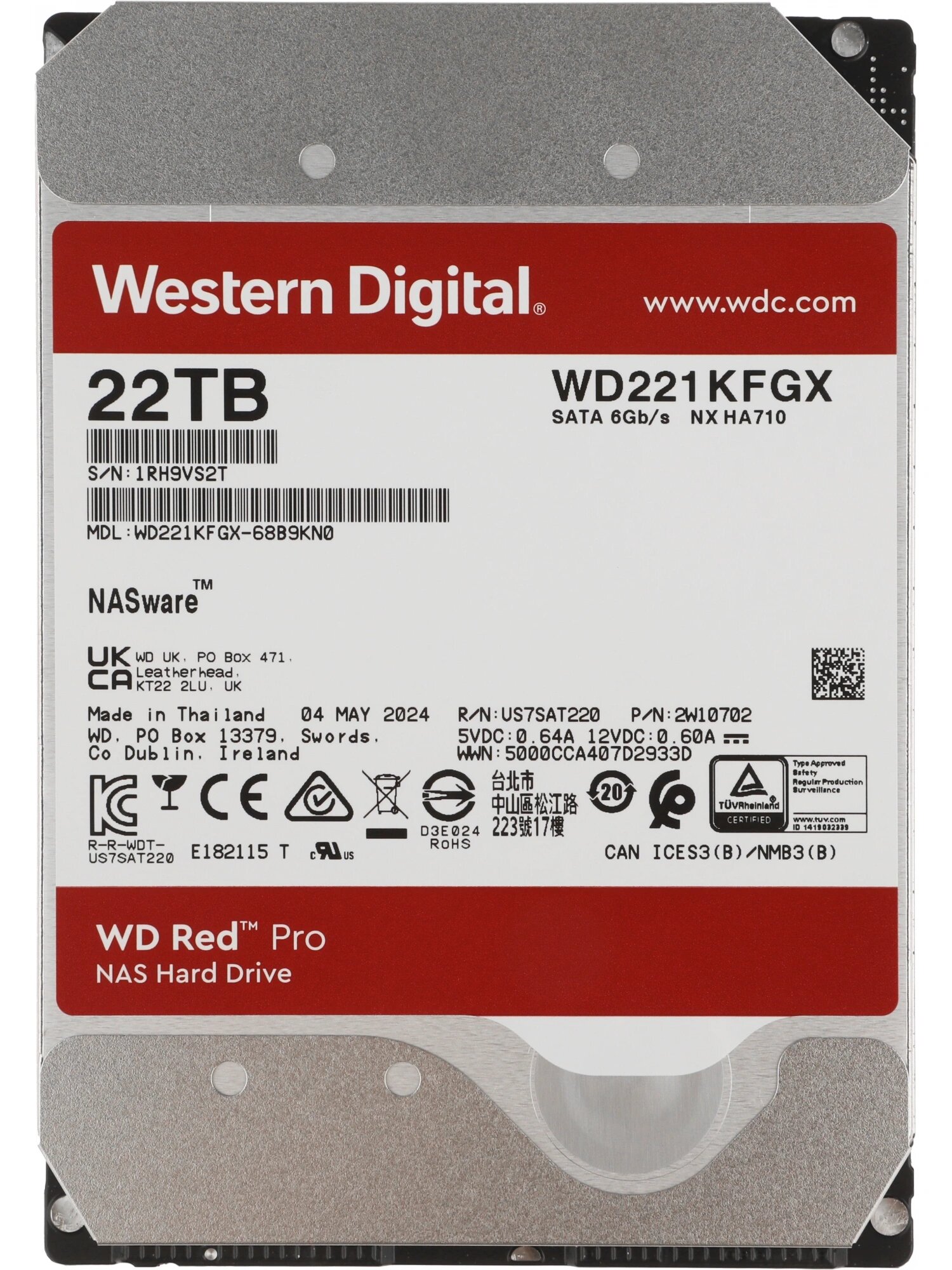 Жесткий диск 22TB WD SATA-III WD221KFGX Red Pro 7200rpm 3.5"