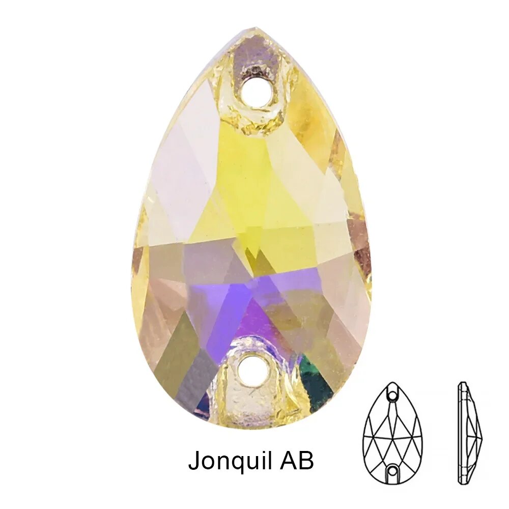 Стразы OLeeya Glitter Teardrop Crystal 7x12 мм, 11x18 мм, 13x18 мм, 13x22 13x18mm--24pcs, Jonquil AB