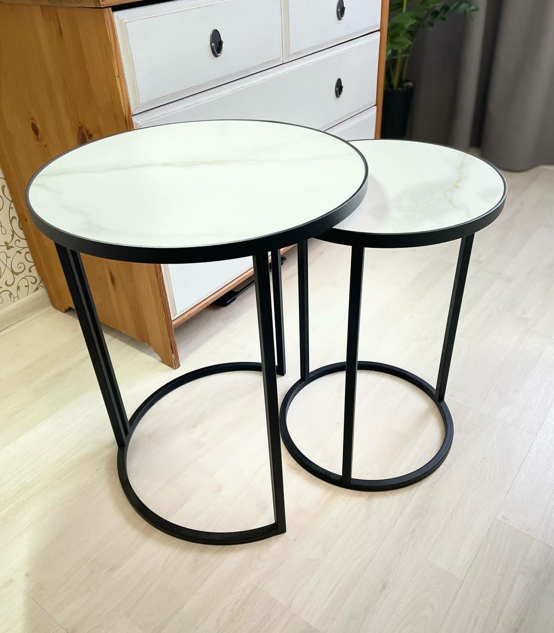 Meridian Etna Furniture Комплект журнальных столиков Duo , столешница керамогранит Matte Ivory