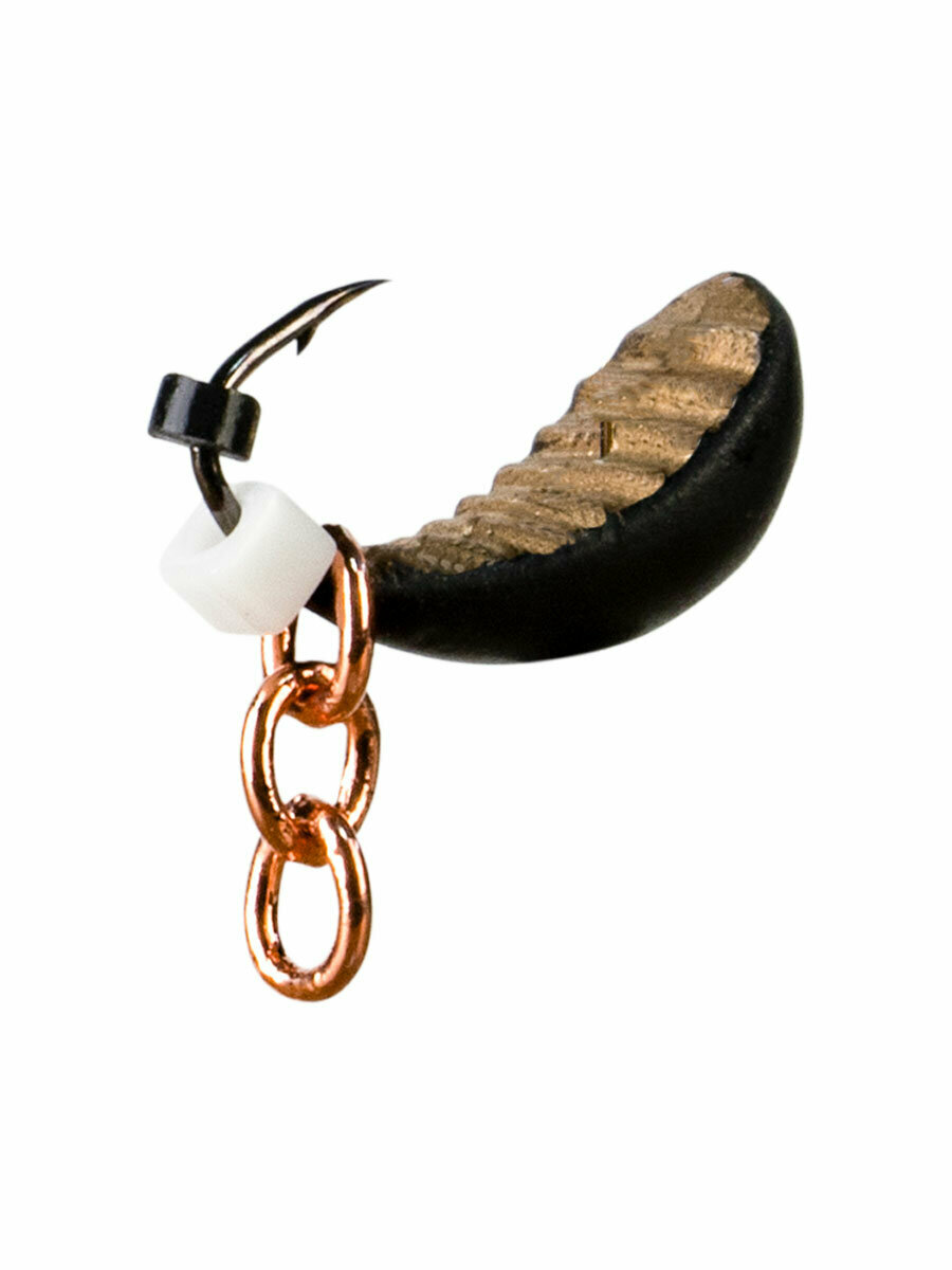 Мормышка безнасадочная (безмотылка) для летней и зимней рыбалки Водяной ослик "Левша-НН", 0,78г, кубик белый цепочка, крючок №4, чёрно-золотистый/3 шт