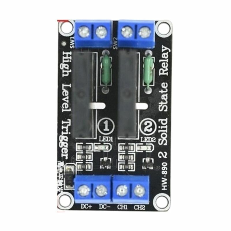 (1 шт.) Твердотельное реле (SSR) DC, высокий уровень, 2 канала, 12V
