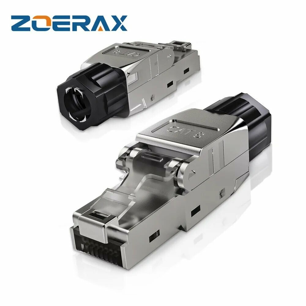 ZoeRax Разъемы RJ45 Cat8, экранированный модульный разъем RJ45 без инструментов, кабель LAN 2000 МГц 40G для 22AWG-24AWG