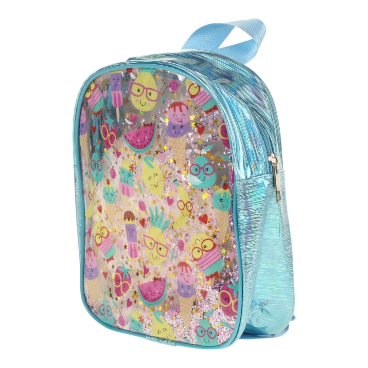 Рюкзак детский с блестками, 22*19см, голубой/бирюзовый, ПВХ, для школы и прогулок