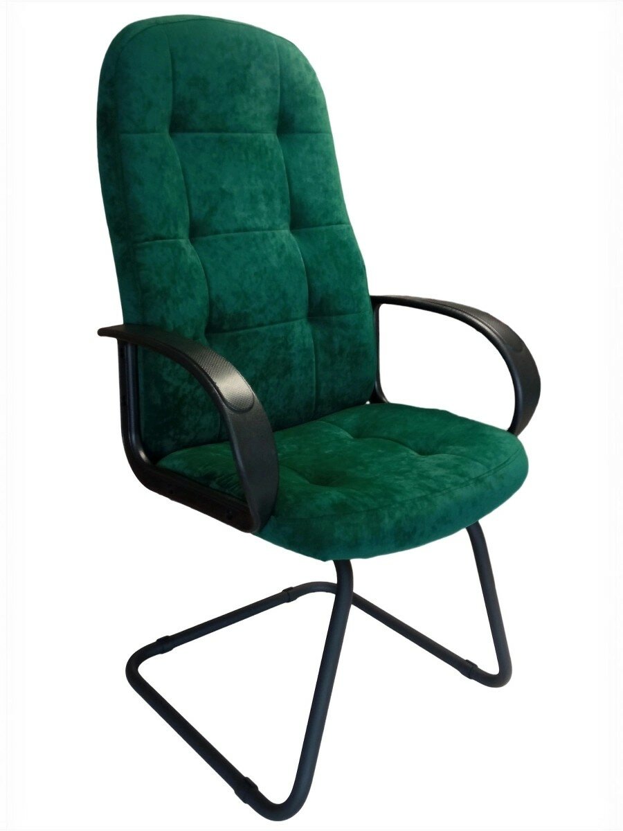 Офисное конференц-кресло StylChairs Пилот Ультра, обивка велюр, цвет темно-зеленый
