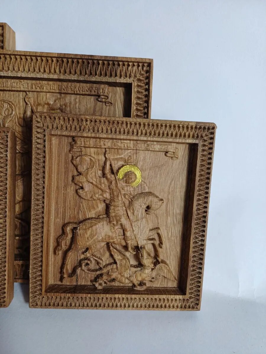 Освященная Икона Святой Георгий Победоносец, дуб 11.5х10.5см