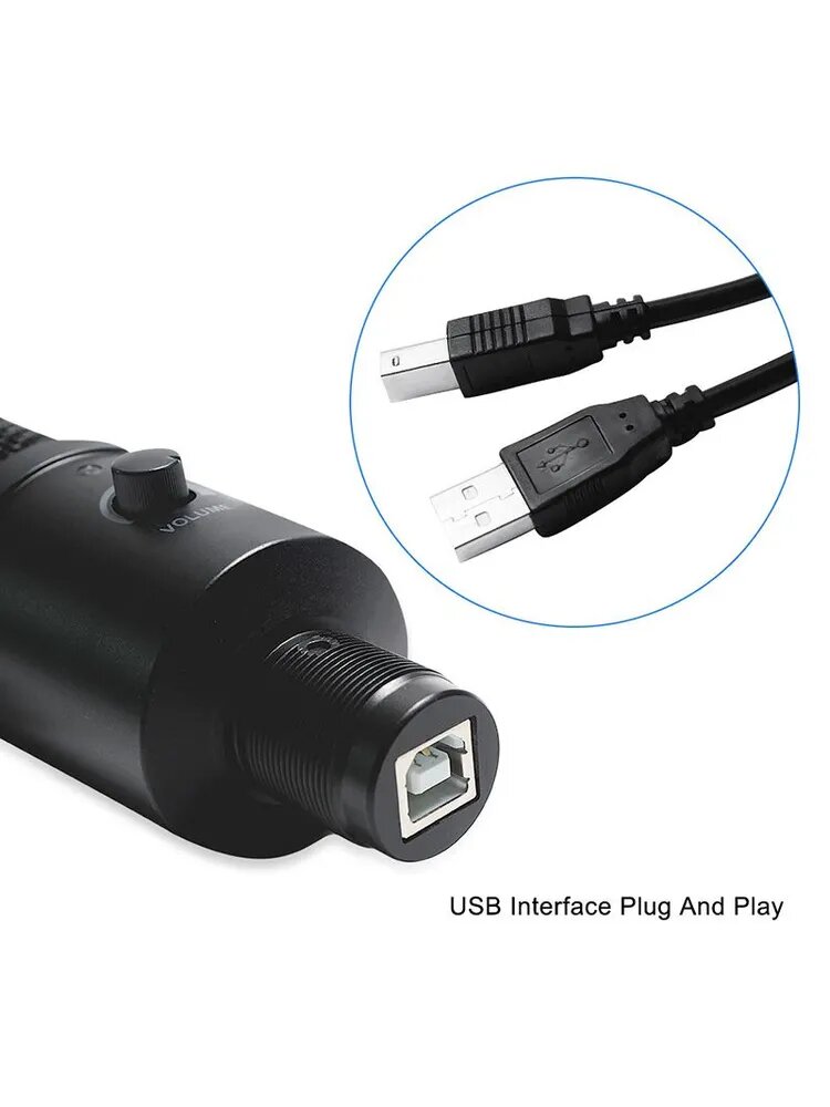USB конденсаторный микрофон для стриминга, кардиоидная диаграмма направленности, черный — фото 1