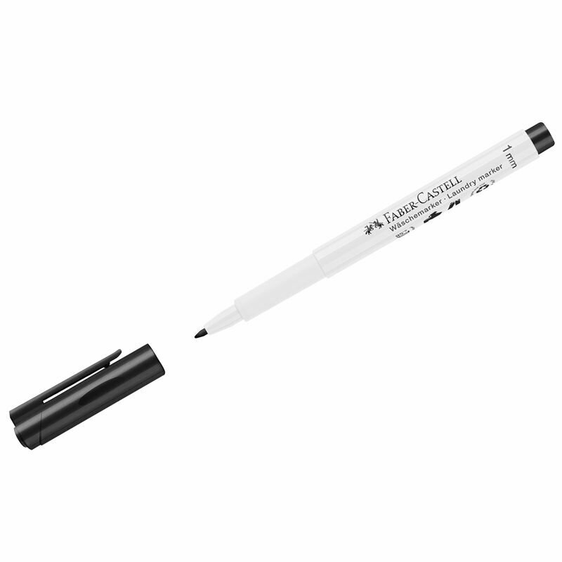 Маркер перманентный для ткани/для прачечных Faber-Castell "Laundry", черный, пулевидный, 1,0 мм