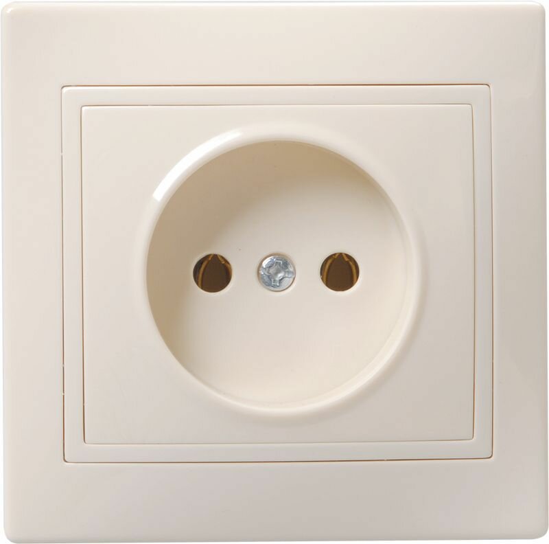 Розетка IEK "Кварта", 1 место, 10 А, IP20, без заземления и защитных шторок, цвет Кремовый