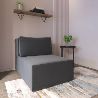 Кресло-кровать КМК, велюр, ЛДСП, пенополиуретан, раскладное, темно-серый