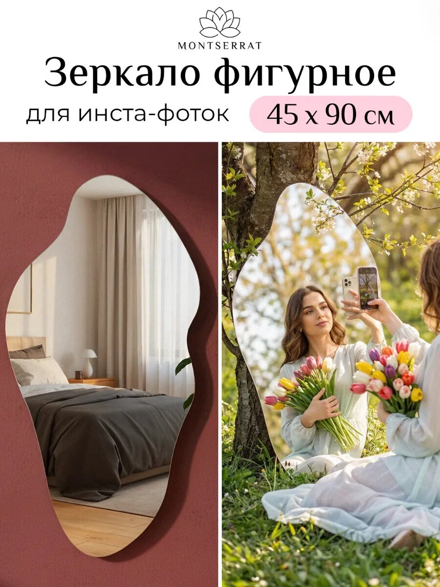 Зеркало настенное фигурное в комнату без рамы