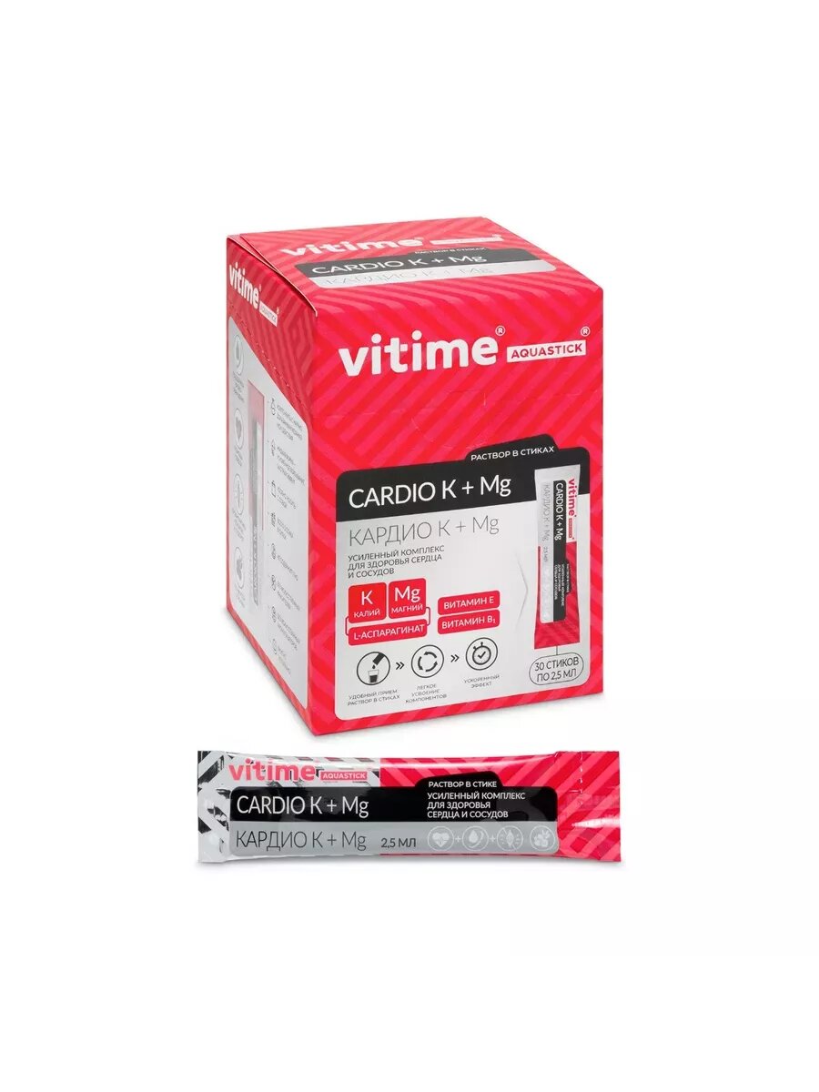 Vitime aquastick cardio k+mg (кардио k+mg) 30 шт. стик по 2,