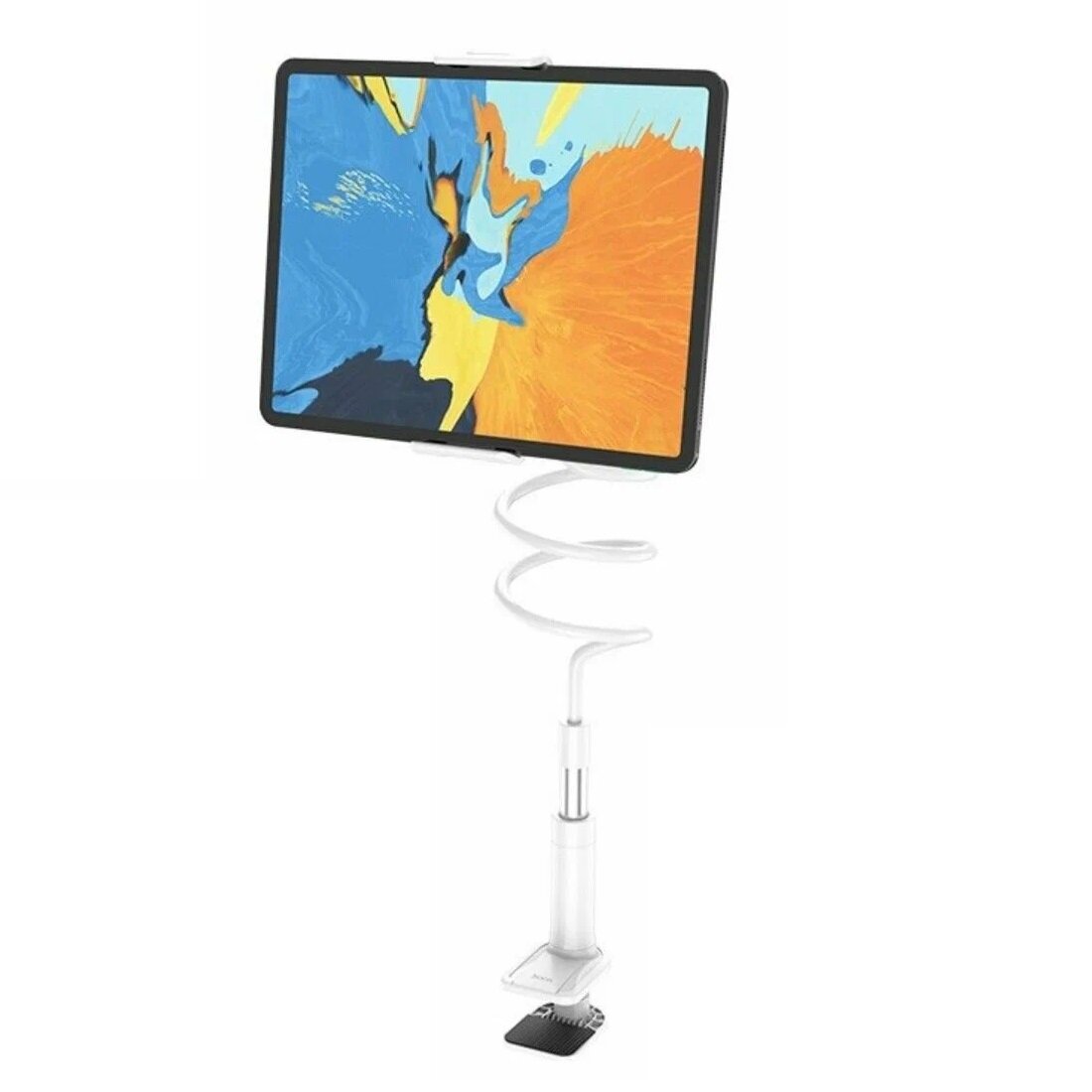Настольный держатель для планшета и смартфона 4-10,5", Hoco PH24 Balu, высота 100 см, серебристый белый