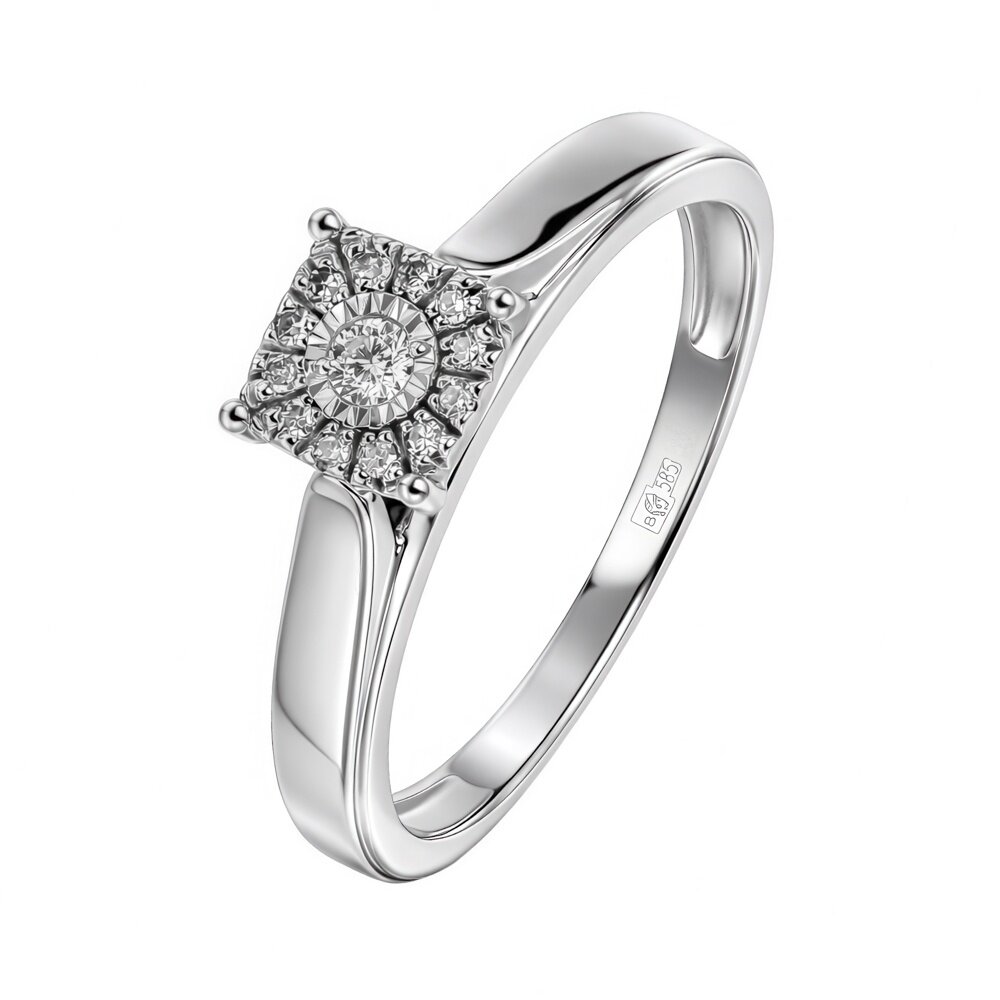 Кольцо, белое золото, 585 проба, родирование, бриллиант