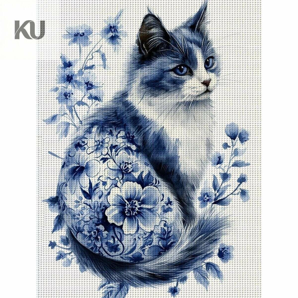Наборы для вышивки, 30X40cm, 11CT принт, в пределах 26 цветов, набор для вышивки крестом, "кот"