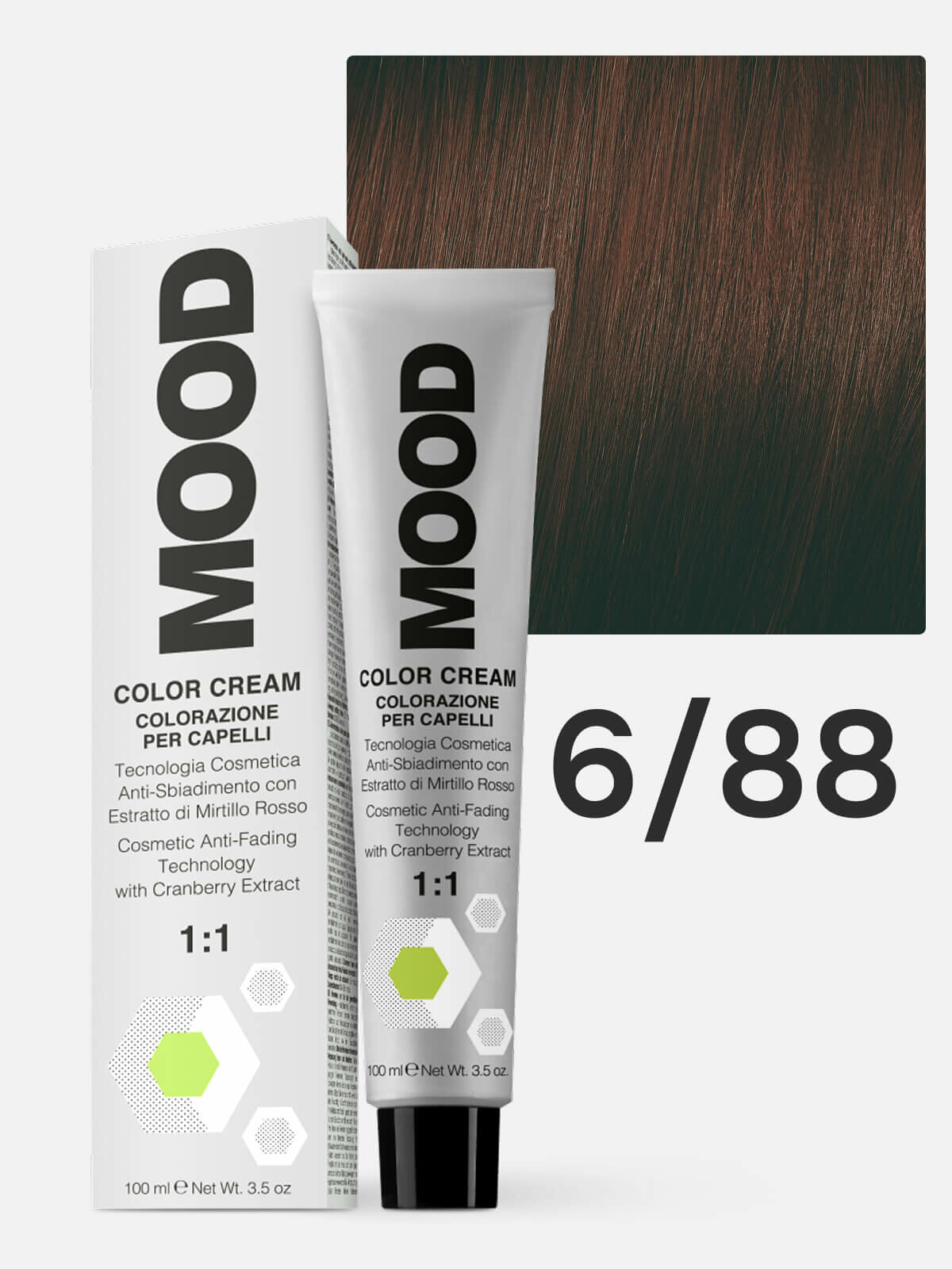 Крем - краска для волос профессиональная Mood 6/88 Темный русый Интенсивный коричневый, 100 мл
