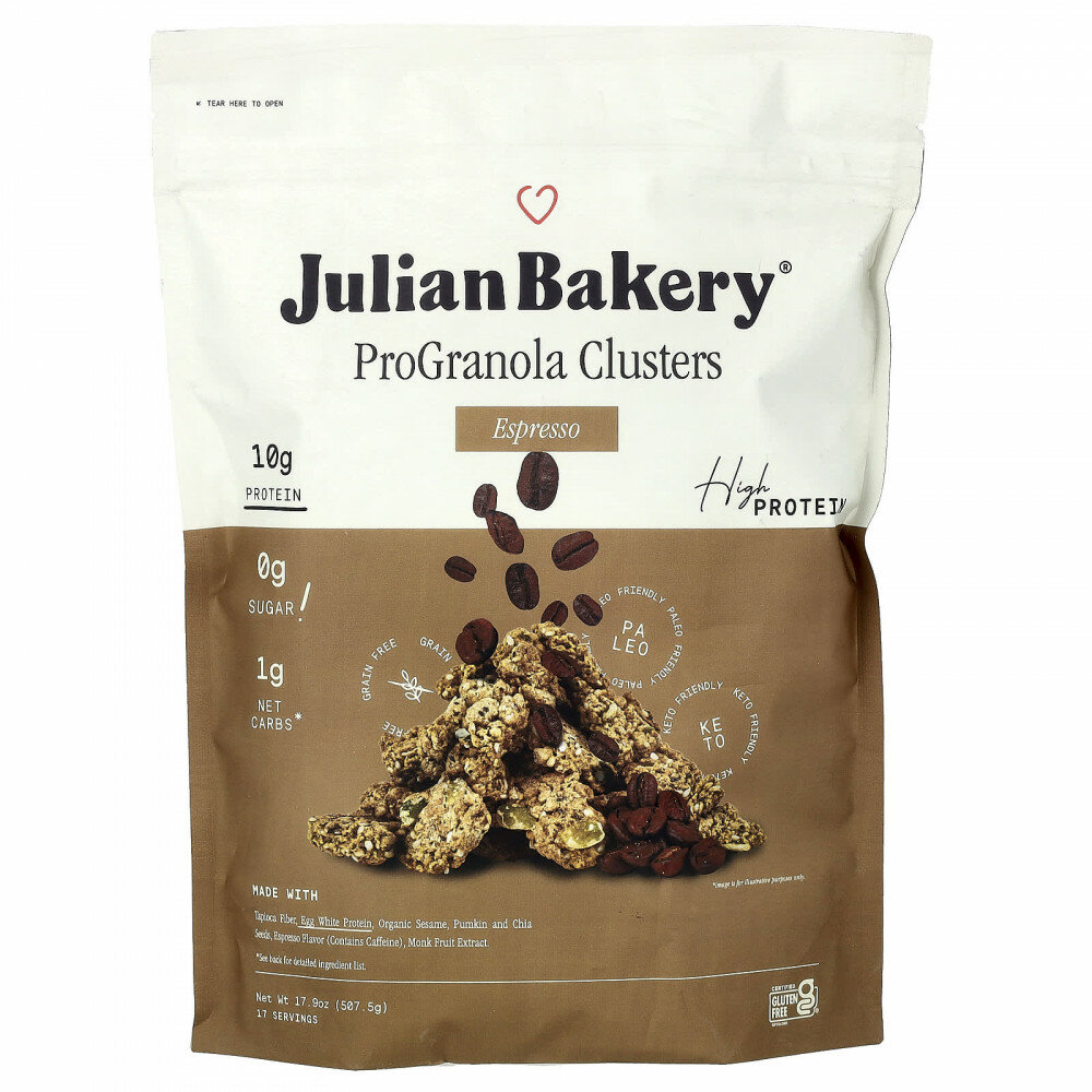 Julian Bakery, ProGranola, со вкусом эспрессо, 507,5 г (17,9 унции)