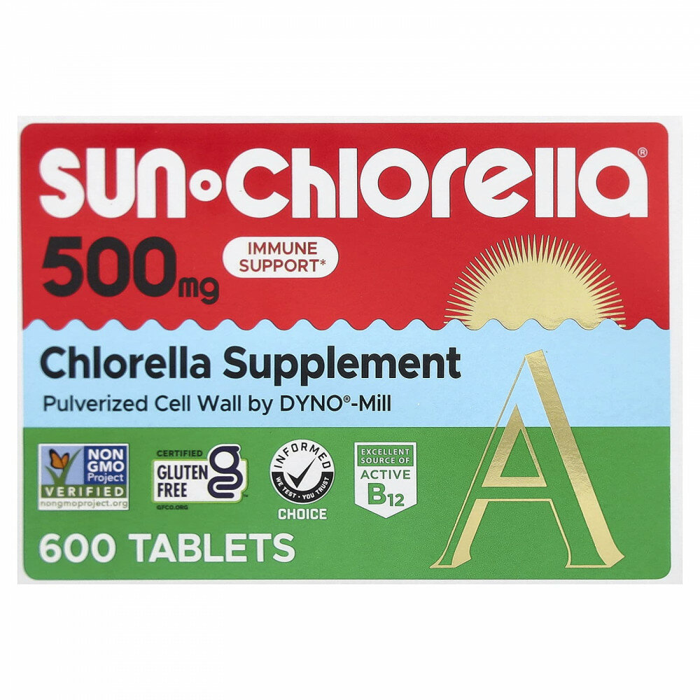 Sun Chlorella, добавка с хлореллой, 500 мг, 600 таблеток