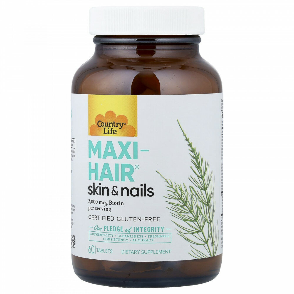 Country Life, Maxi-Hair®, добавка для волос, кожи и ногтей, 60 таблеток